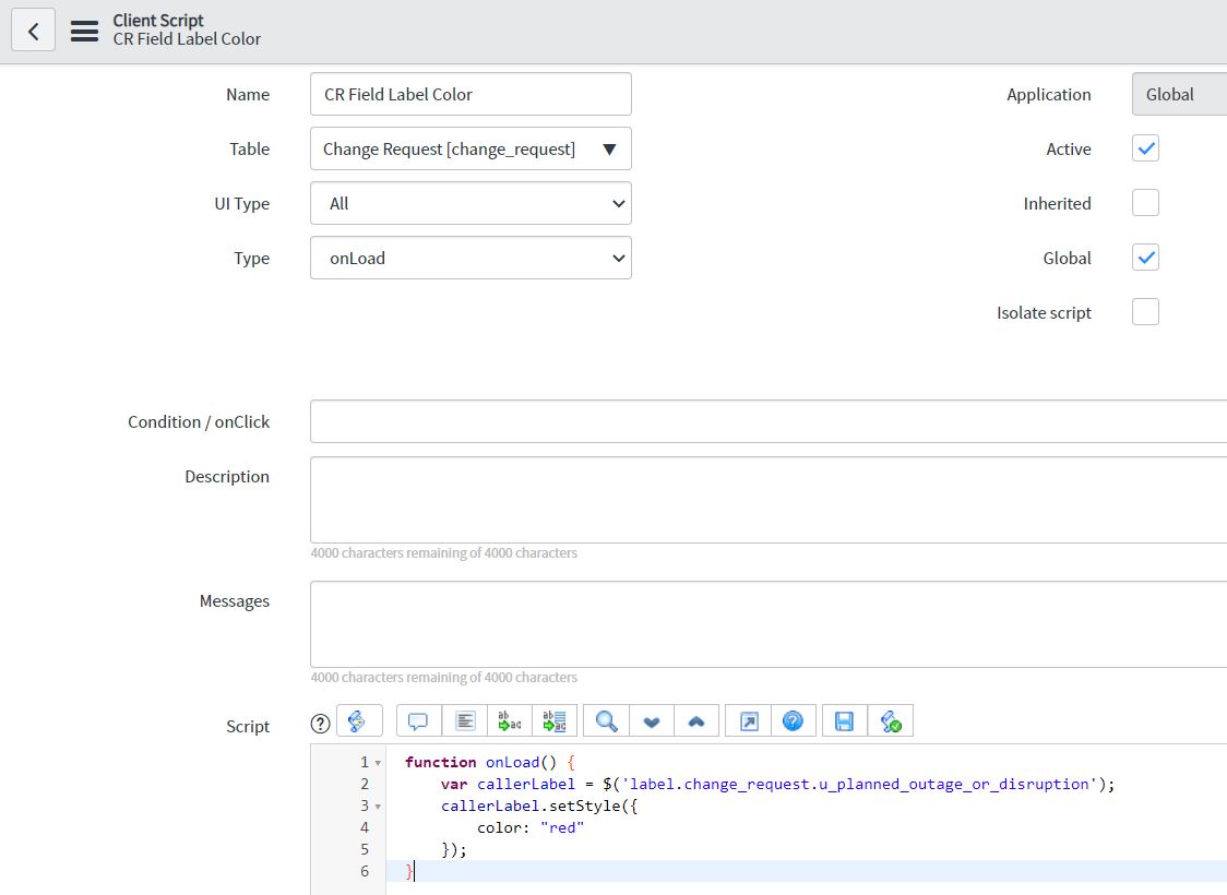 Color on field label & field